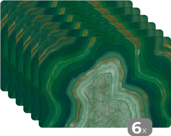 Placemat - Placemats kunststof - 45x30 cm - Goud - Agaat - Marmer ...