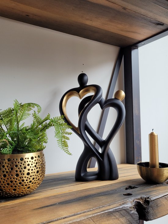 Gilde Handwerk Sculptuur Beeld Door het hart verbonden Keramiek zwart ...