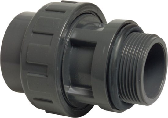 Mega Koppeling met O-ring PVC-U 50 mm x 1 1/2" lijmmof x buitendraad 10bar grijs | bol