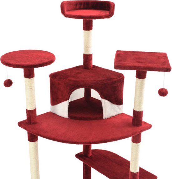 VDXL Kattenkrabpaal met sisal krabpalen 203 cm rood en wit | bol.com