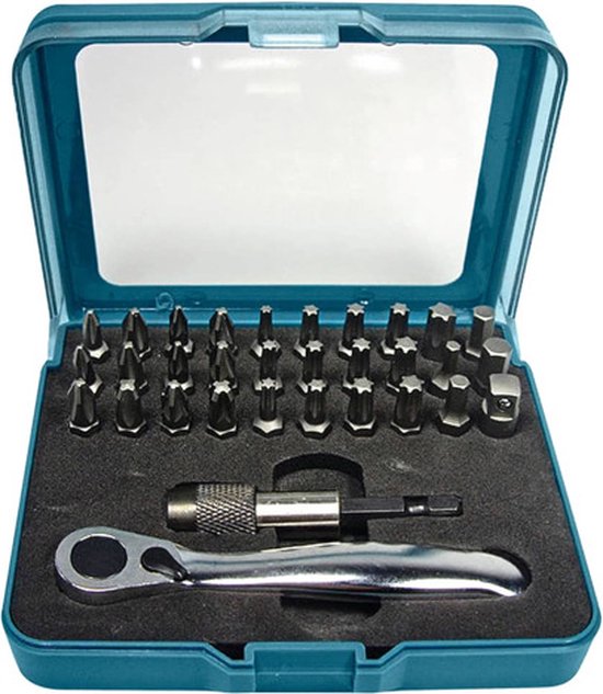 Makita 32-delige Bitset met ratel zilverkleurig | bol.com