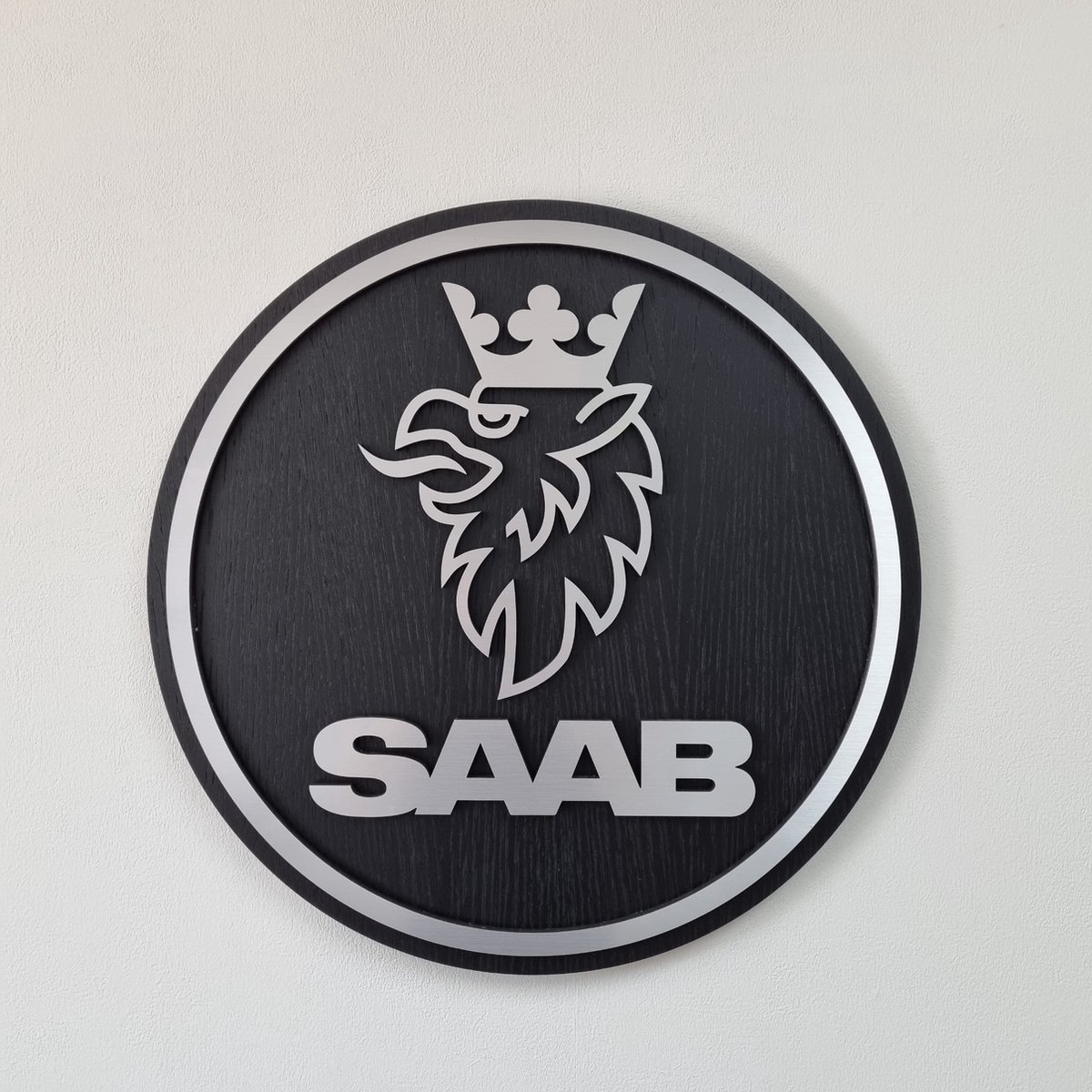 Saab logo - Decoratief - uniek - Wand paneel - 50 cm breed - Eiken ...