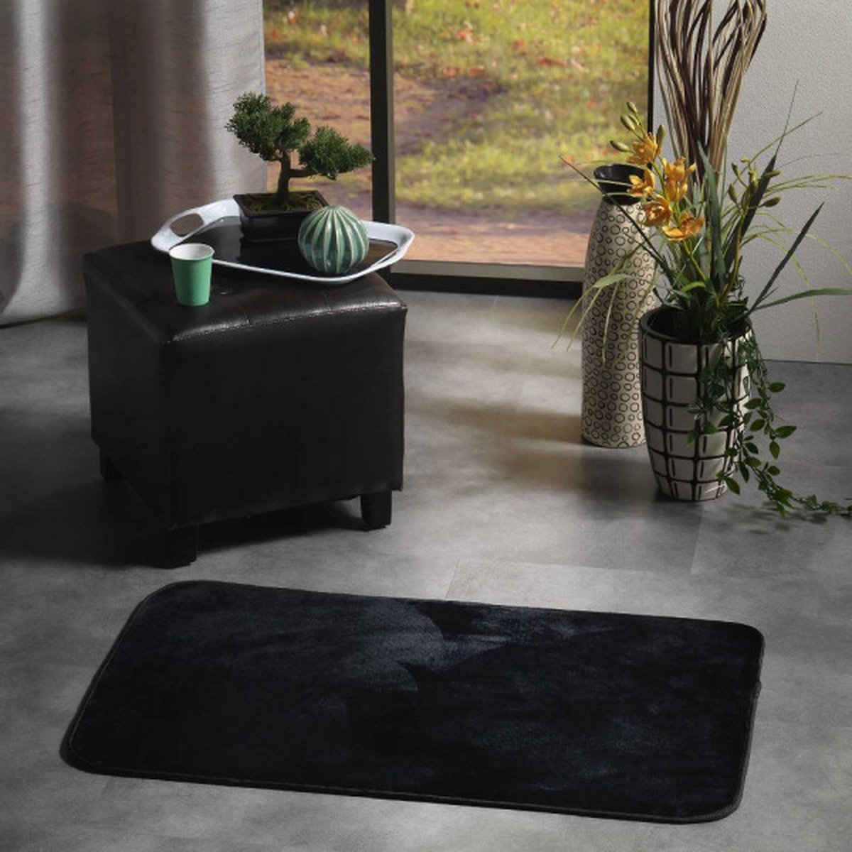 Livetti Badmat - Zwart - 50x 80 cm - Badkamer mat - WC mat | bol.com