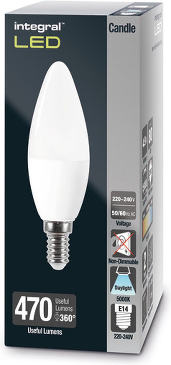 Integral LED - Kaarslamp - E14 - 4,9 watt - 5000K - 470 lumen - frosted ...