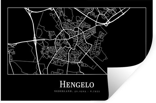 Muurstickers - Hengelo - Stadskaart - Kaart - Plattegrond - 120x80 cm ...