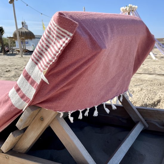 hiPPs Loungie Travel RASPBERRY, luxe hamamdoek voor ligbed | met OMSLAG ...