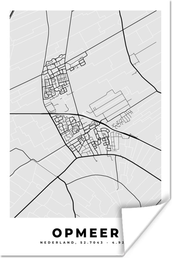 Poster Plattegrond - Opmeer - Kaart - Stadskaart - 80x120 cm | bol.com