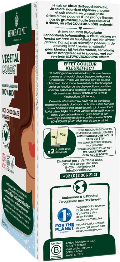 Herbatint Vegetal Color - Haarverf - Biologisch en vegan - Hot Chocolat ...