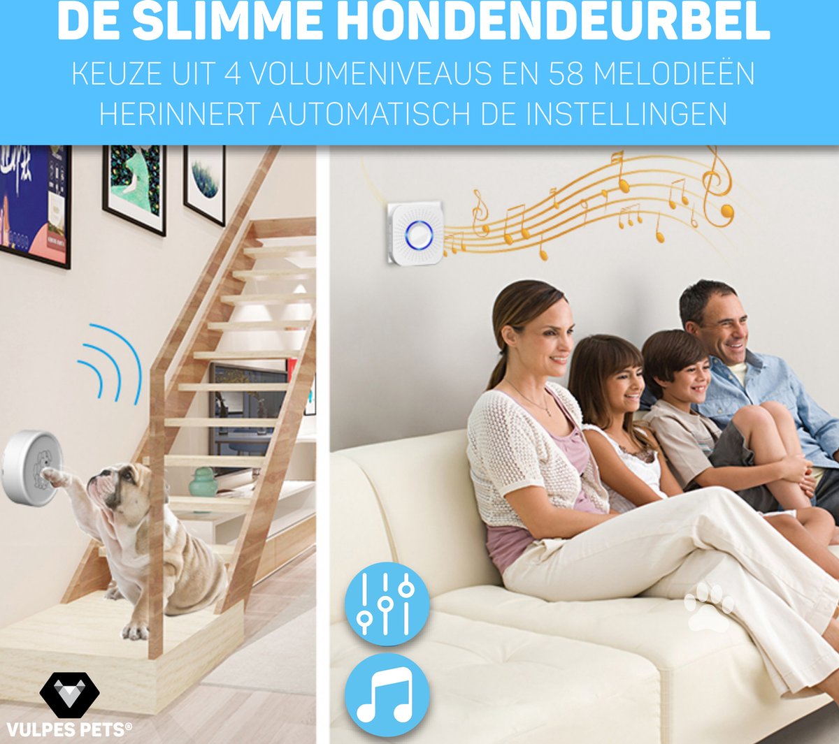 Vulpes Pets® Draadloze Deurbel voor Honden & Katten - Kattenbel ...