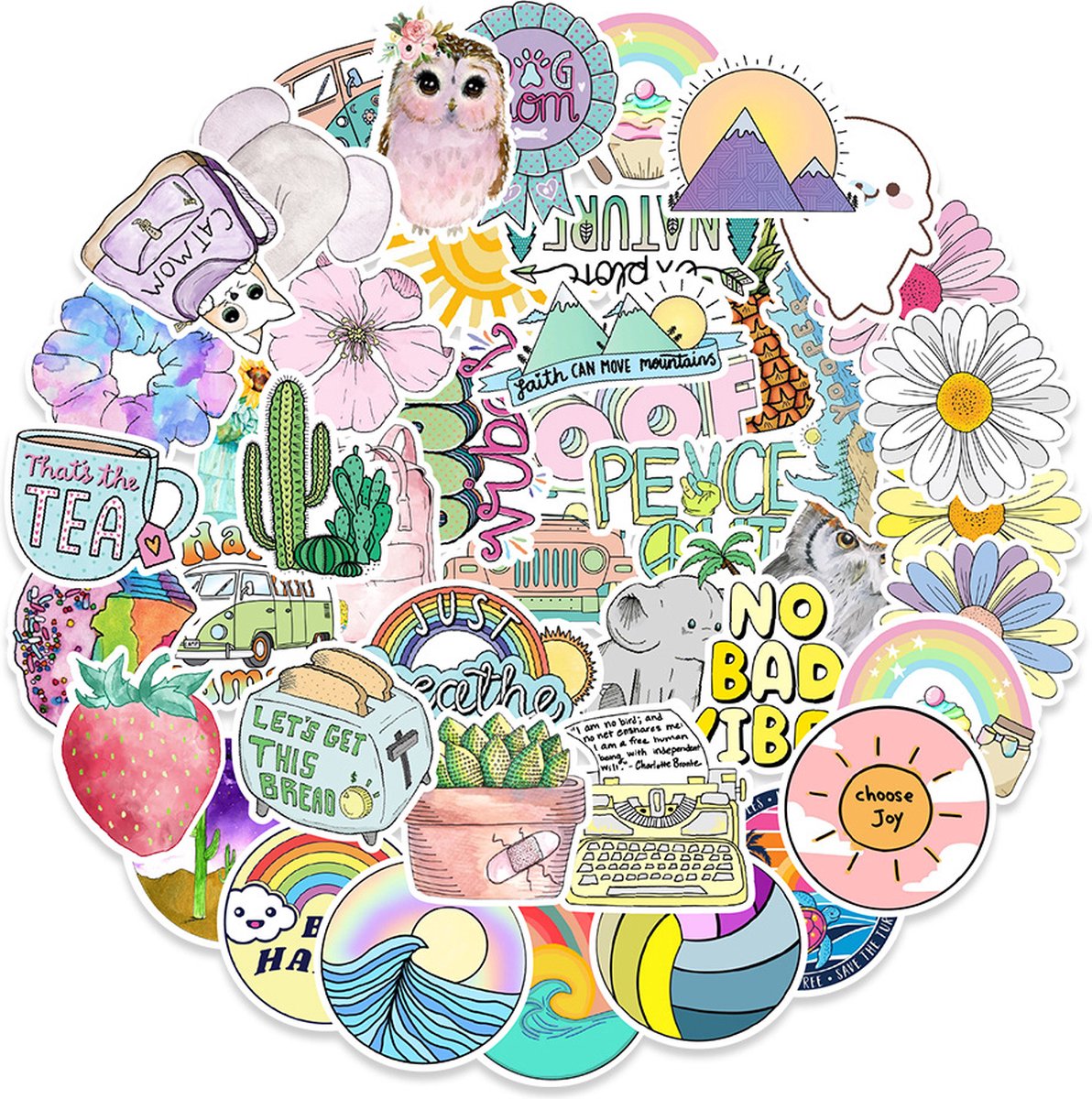 100 Pastel Cute VSCO Stickers voor laptop, ipad, telefoon, schrift ...