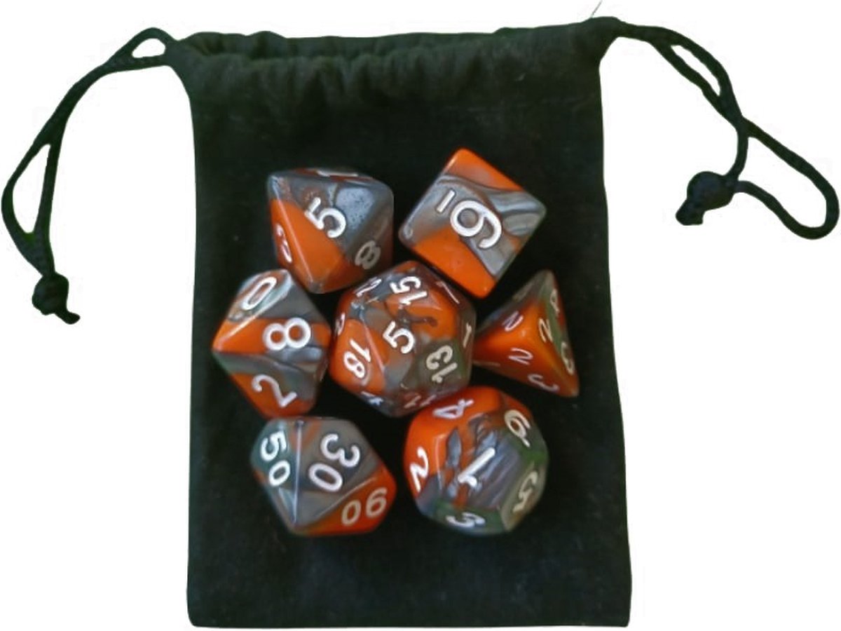 D&D dice set - DnD dobbelstenen set Grey & Orange - Dungeons and ...