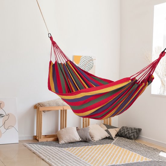 Relaxdays hangmat buiten - groot - reishangmat - familiehangmat boom ...