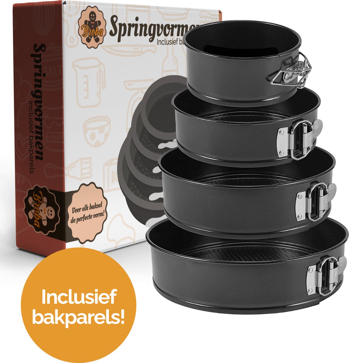 Broba Springvorm Set met Bakparels – Taartvorm Rond met Losse Bodem met ...