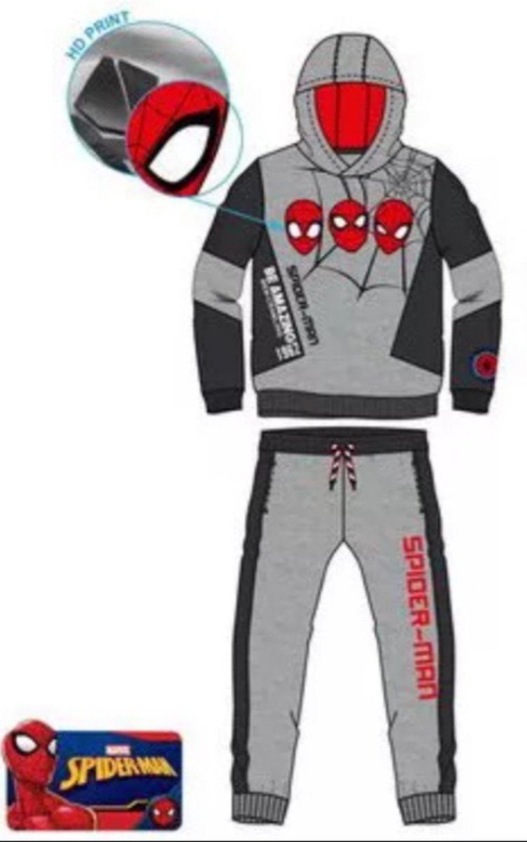 Marvel Spider-Man joggingpak grijs/rood - Trainingspak Spider-Man ...