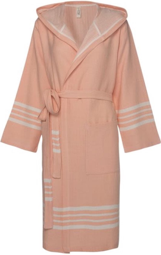Hamam Badjas Sun Melon - L - korte sauna badjas met capuchon ...