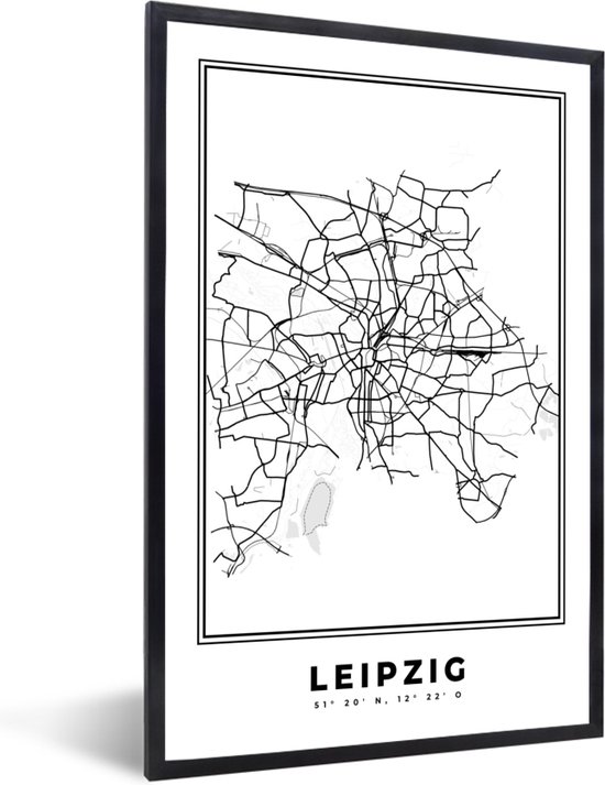Fotolijst incl. Poster Zwart Wit- Zwart Wit – Duitsland – Plattegrond ...
