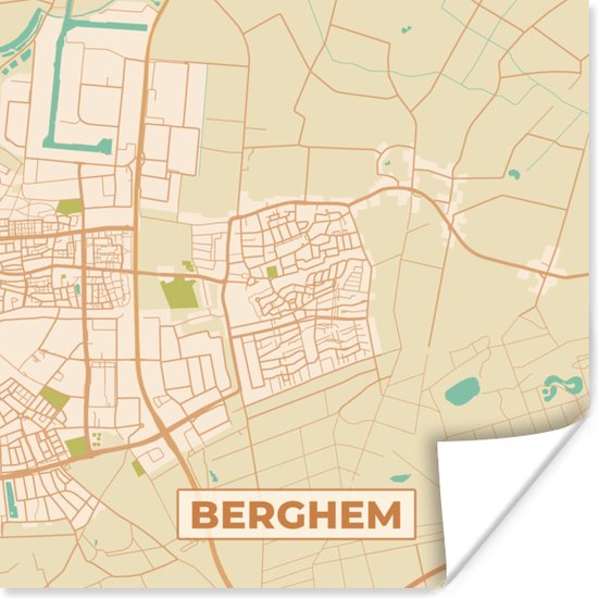 Poster Berghem - Kaart - Plattegrond - Stadskaart - Nederland - 50x50 ...