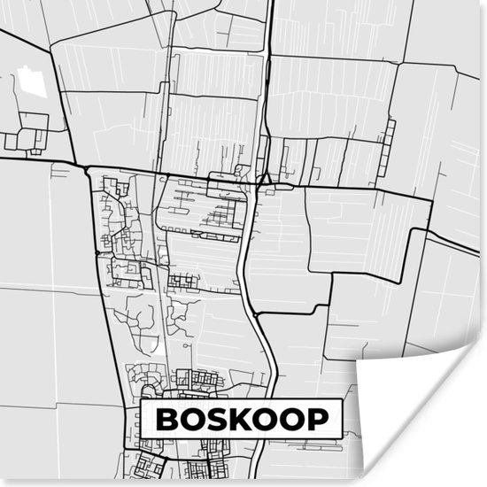 Poster Kaart - Boskoop - Plattegrond - Stadskaart - 50x50 cm | bol