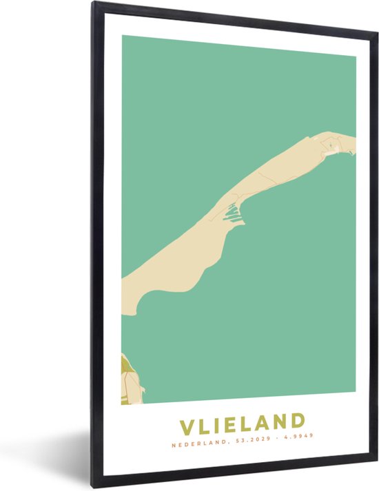 Fotolijst incl. Poster - Eiland - Vlieland - Kaart - Plattegrond ...