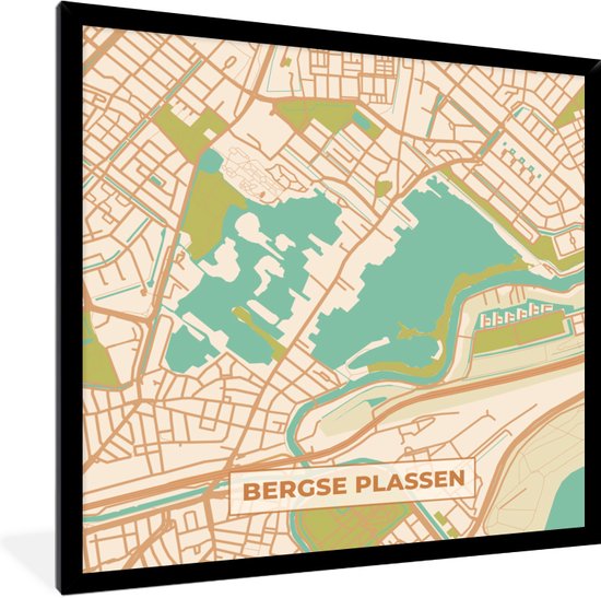 Fotolijst incl. Poster - Bergse Plassen - Plattegrond - Vintage - Kaart ...