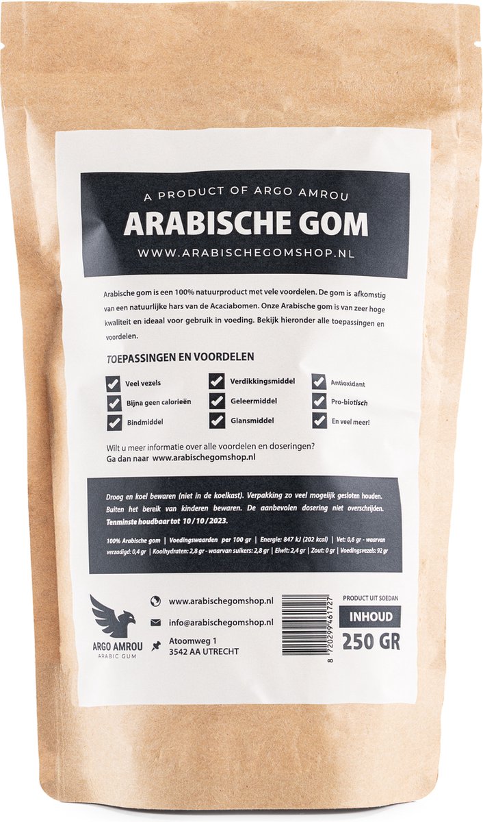 Gomme arabique - Poudre - 250 GR | bol.com