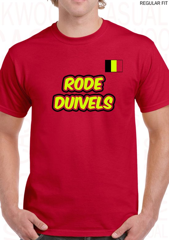RODE DUIVELS heren t-shirt - Rood - Maat L - Regular Fit - Korte mouwen ...