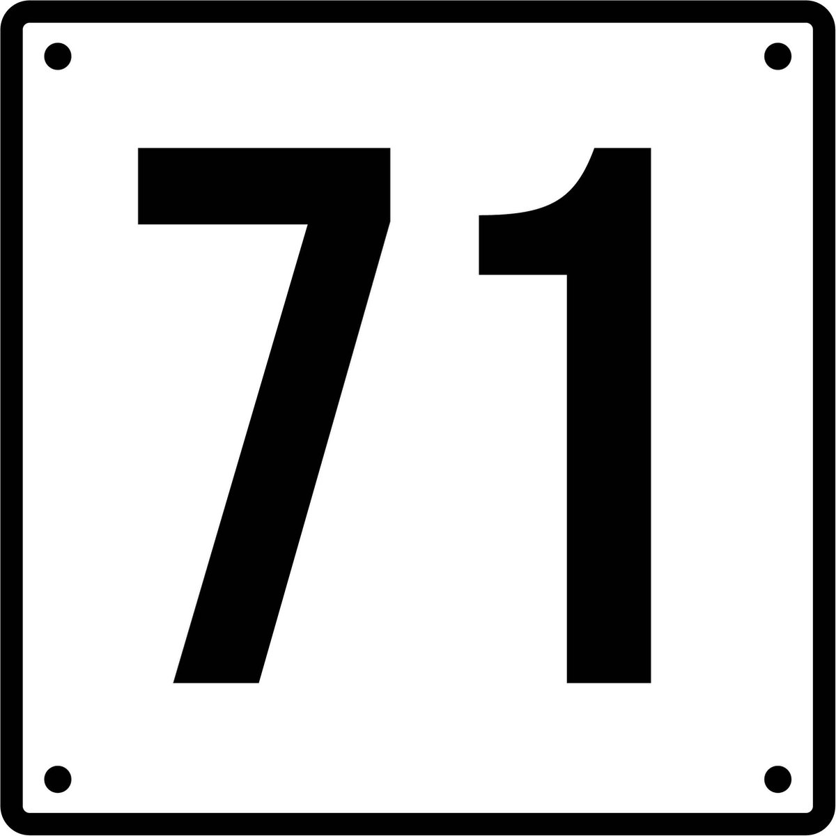 Huisnummerbord 71 - Incl. Schroeven en Pluggen – Acrylaat - 10 x 10 cm ...