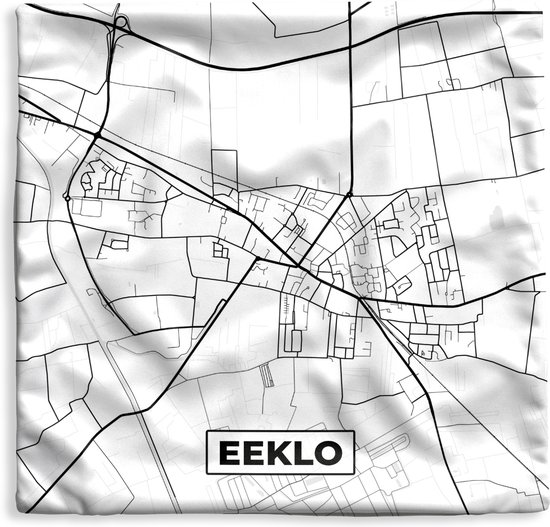 Kussenhoes 45x45 cm - België – Eeklo – Stadskaart – Kaart – Zwart Wit ...