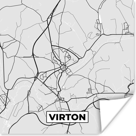 Affiche Zwart Wit – België – Carte – City Map – Map – Virton - 50x50 cm ...