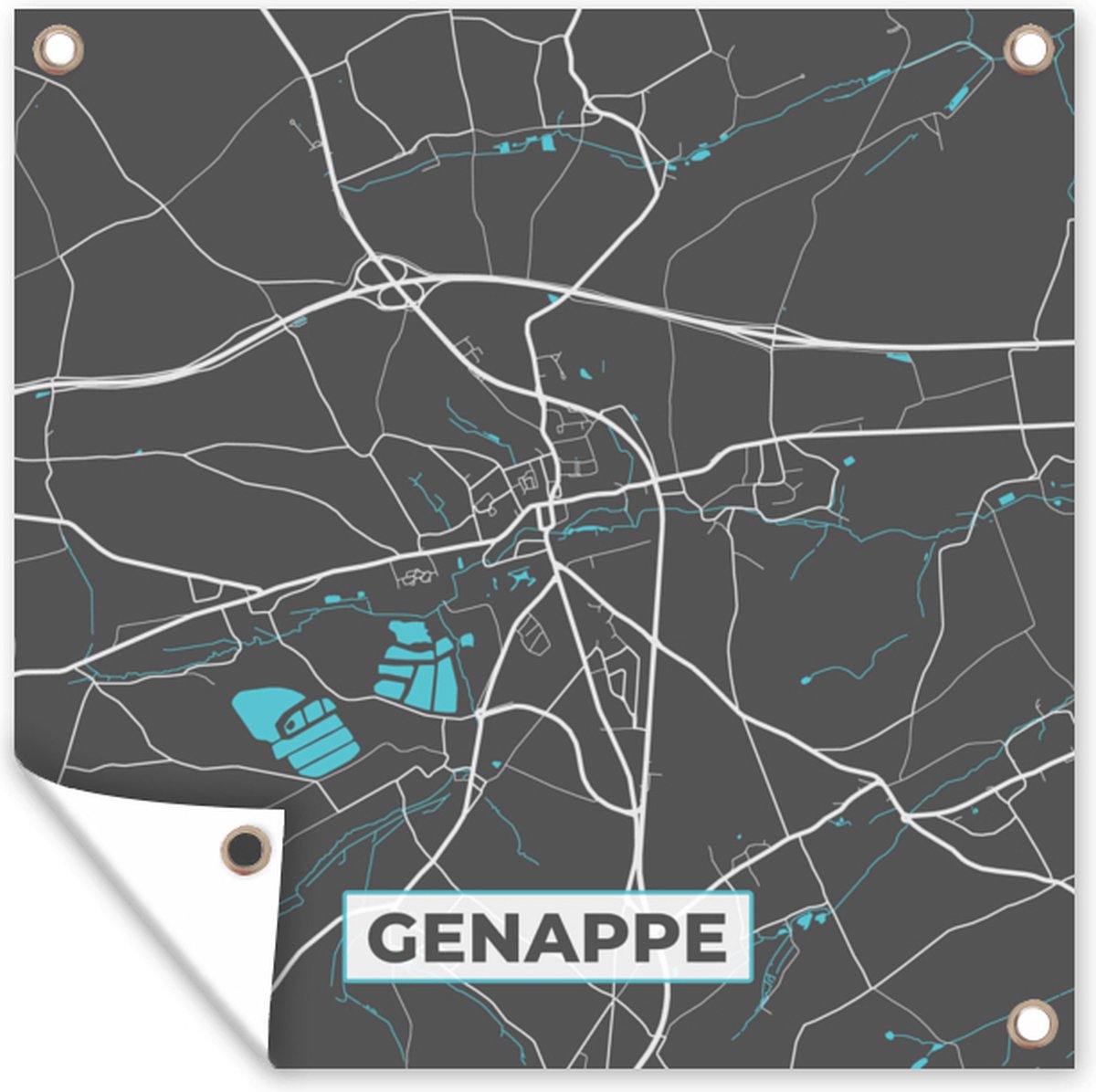Tuindoek Stadskaart – Grijs - Kaart – Genappe – België – Plattegrond ...