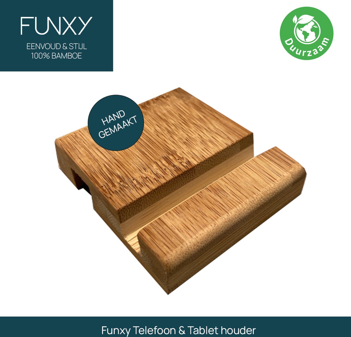 Funxy - Telefoon & Tablethouder - Handgemaakt - Bamboe - Hout ...