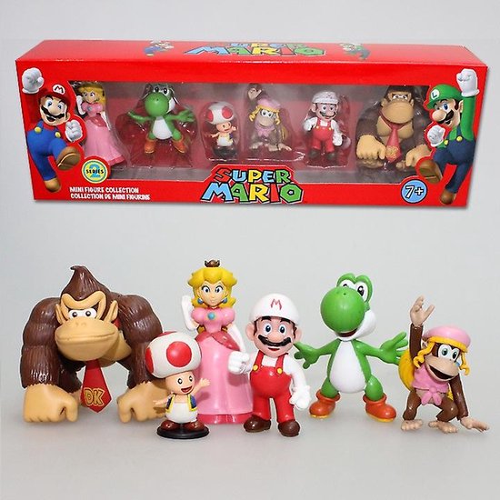 Taart topper Super Mario Bros Pvc Figuur, 6 Stuks/Batch, 3-7 Cm, Actie ...