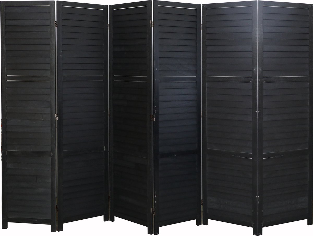 LW Collection Kamerscherm zwart hout 170x240cm - kamerschermen 6 ...