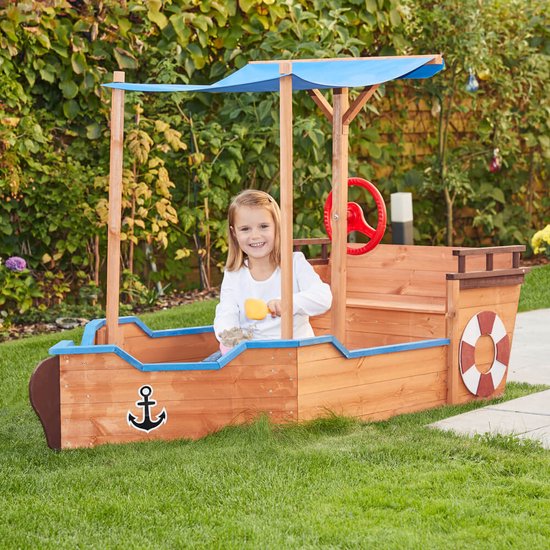 Zandbak boot MUD BOX met dak - met opbergvak (160 x 103cm) | bol.com