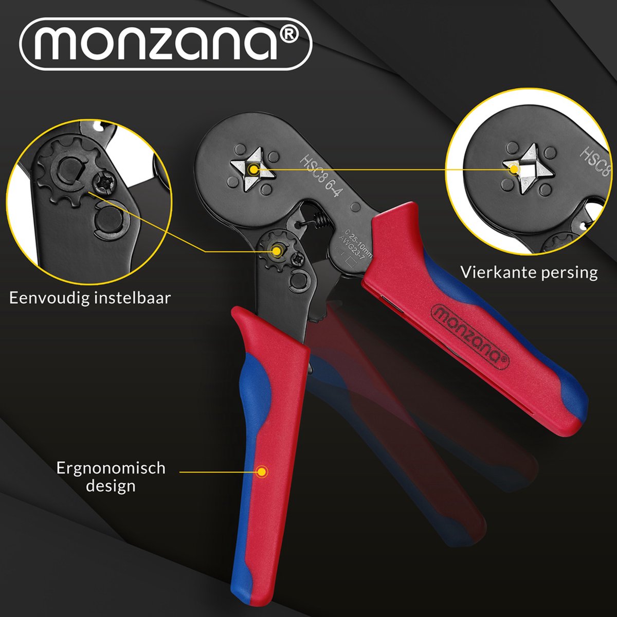 Monzana Krimptang incl. 1200 Adereindhulzen - Set 0,5 /10mm² | bol.com