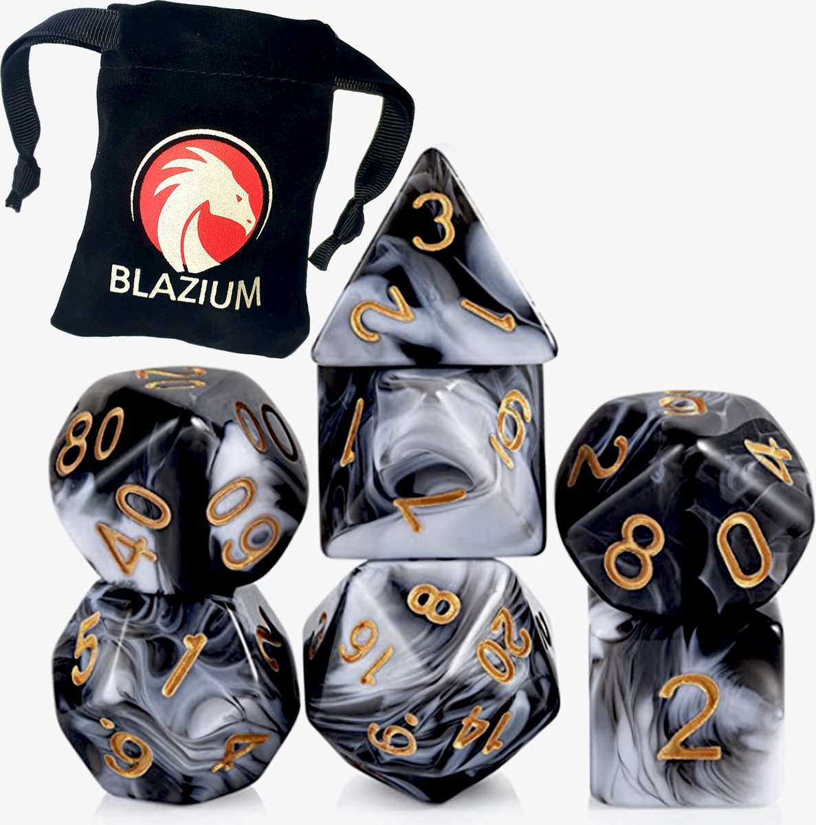 Ensemble de dés DnD - Avec sac de rangement en velours - Série Smoke ...
