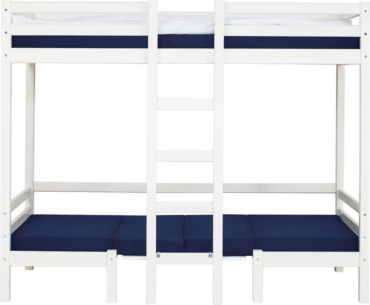 BasicJumbo hoogslaper met blauwe bank, bureau en incl. lattenbodems. | bol