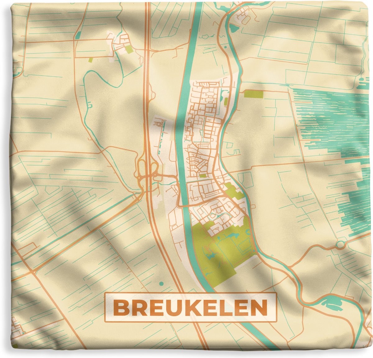 Kussenhoes 60x60 cm - Breukelen - Vintage - Stadskaart - Plattegrond ...