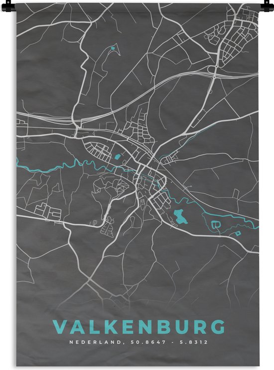 Wandkleed - Wanddoek - Valkenburg - Plattegrond - Stadskaart - Kaart ...