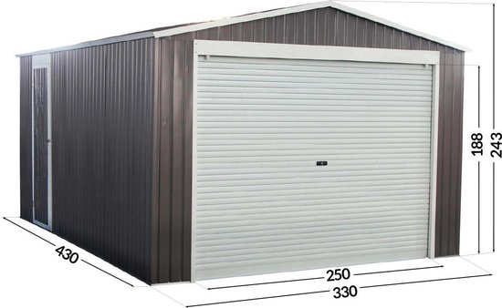 Metalen garage "Nevada" met roldeur - 15,61m² | bol