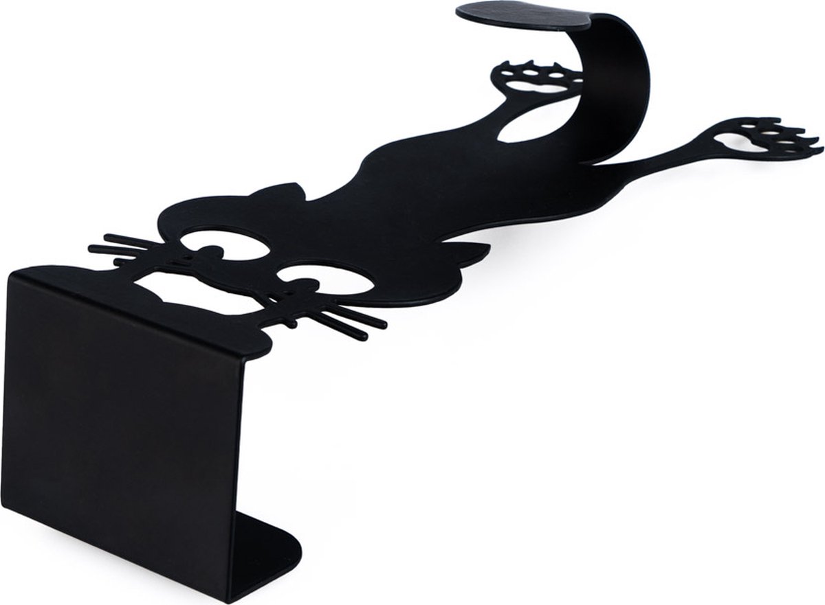 Kapstok Deurhanger Kat Nieuwsgierige Kat Zwart Metaal 21x9x8cm | bol.com