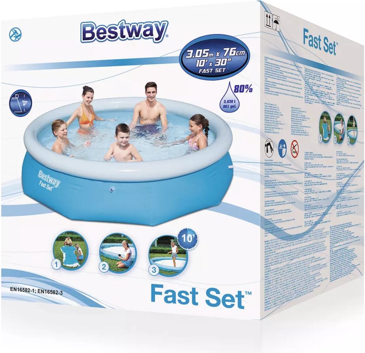 Bestway zwembad rond opblaasbaar 305 x 76 cm 57266 | bol.com