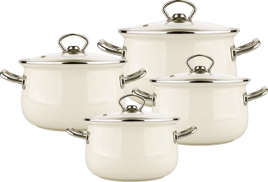 Silesia Kate 8 delige emaille pannenset retro beige - Limited edition ...