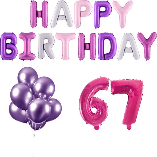67 jaar Verjaardag Versiering Ballon Pakket Pastel & Roze | bol.com