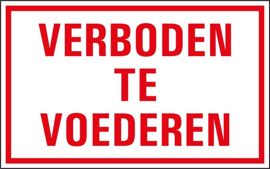 Verboden te voederen tekstbord - kunststof 200 x 125 mm | bol