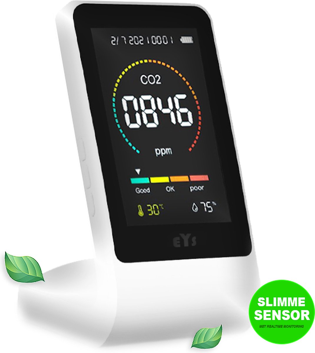 EYSLife® CO2 Meter PRO - Hygrometer voor Binnen en Buiten – CO2 Melder ...
