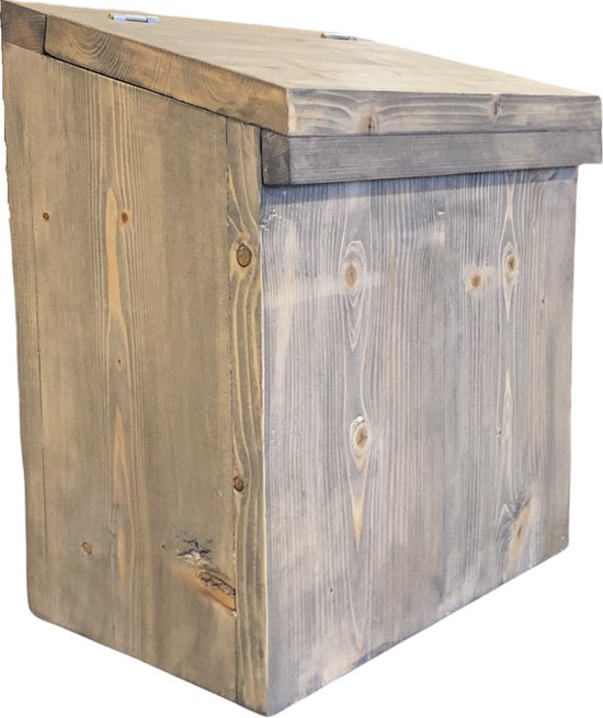 steigerhouten brievenbus voor aan muur - grijs - postbus hout houten ...