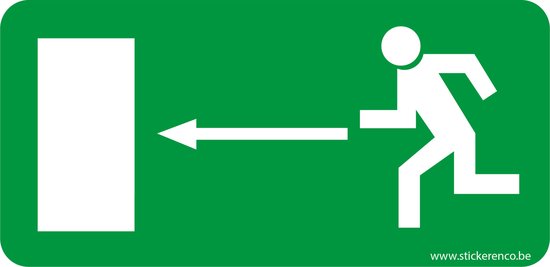 Sticker & Co - Sticker ISO 7010 Nooduitgang links - 200mm x 100mm ...