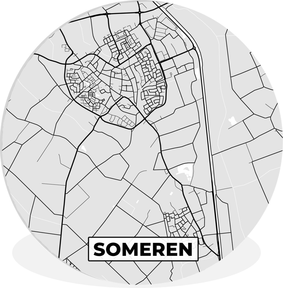 Wall Circle - Wall Circle Indoor - Someren - City Map - Zwart Wit ...