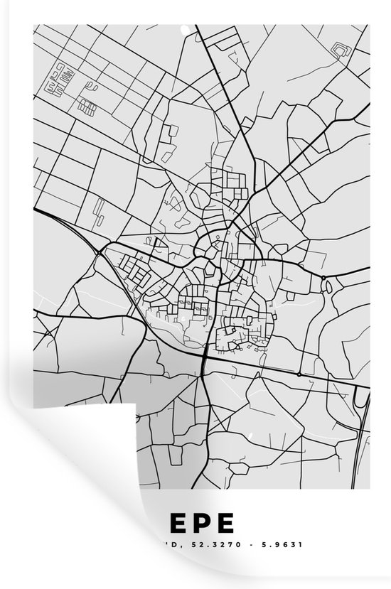 Muurstickers - Sticker Folie - Epe - Plattegrond - Kaart - Stadskaart ...